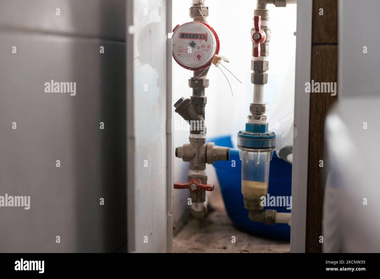Water meters installed on the pipe and sealed Stock Photo - Alamy