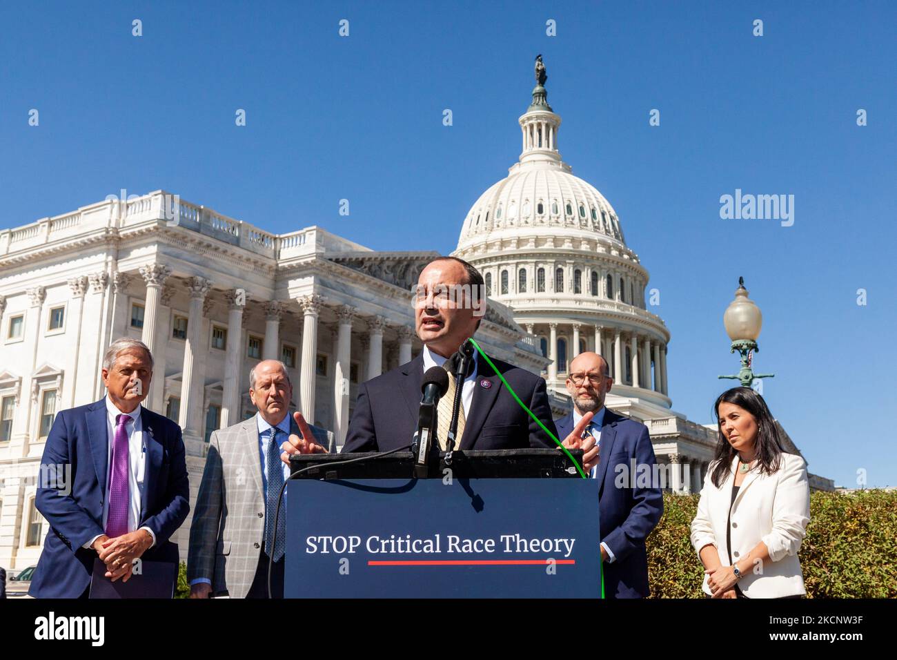 Congressman Bob Good (R-VA) speaks at a press conference denouncing ...
