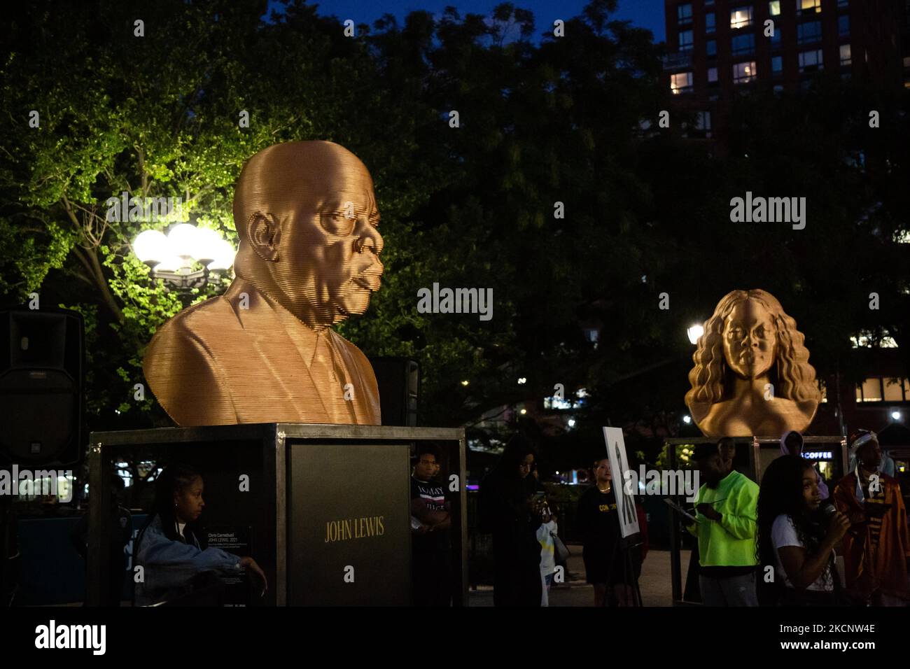 Statues of Breonna Taylor, George Floyd, and John Lewis were unveiled ...