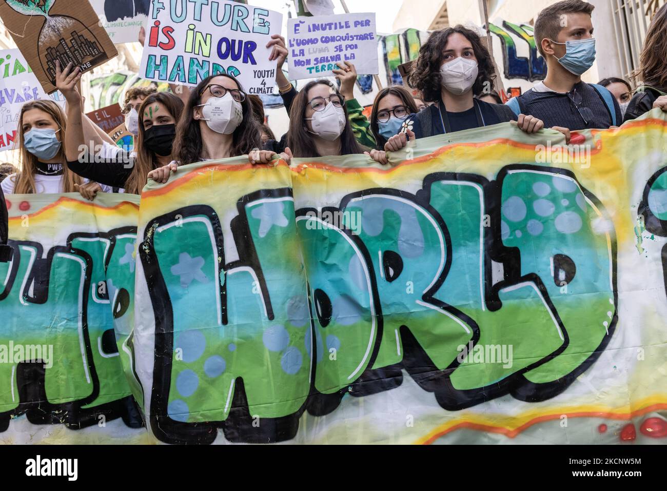 01/10/2021 Milano, Italy Protesters of Fridays For Future during the ...