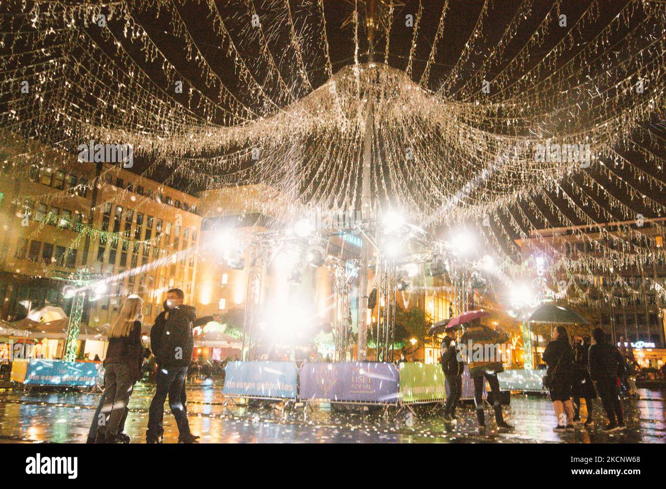 QUINTON MEHRINGER & RICHARD RÖHRHOFF lights show are seen at Kennedy ...