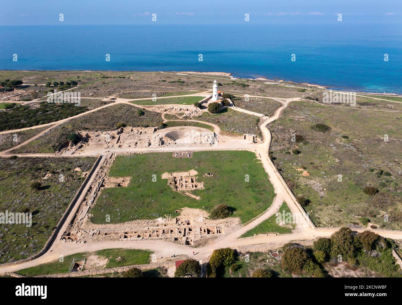 Aerial view of Neo Pafos and the Archaeological Park and Pafos ...