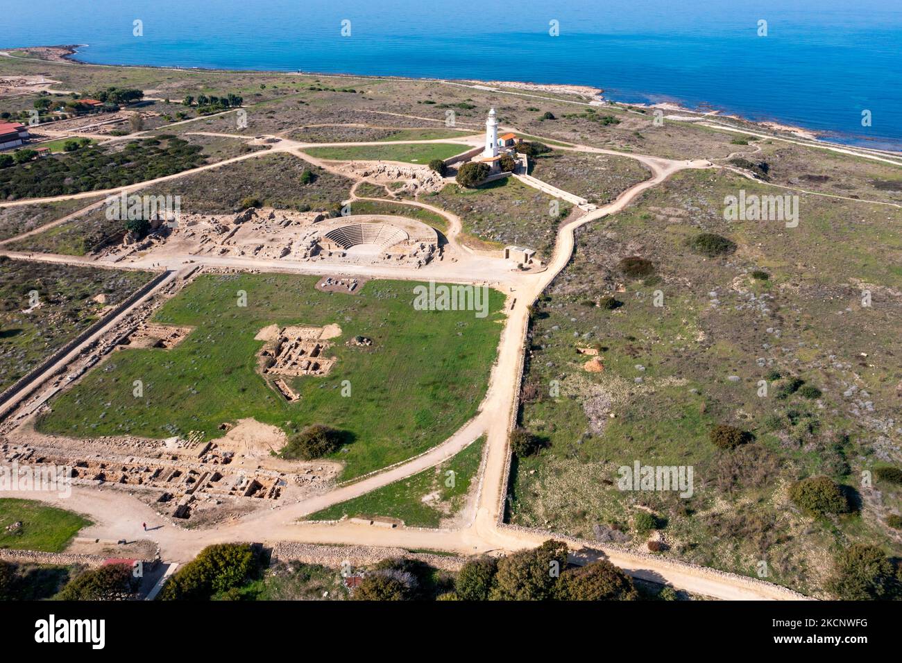 Aerial view of Neo Pafos and the Archaeological Park and Pafos ...