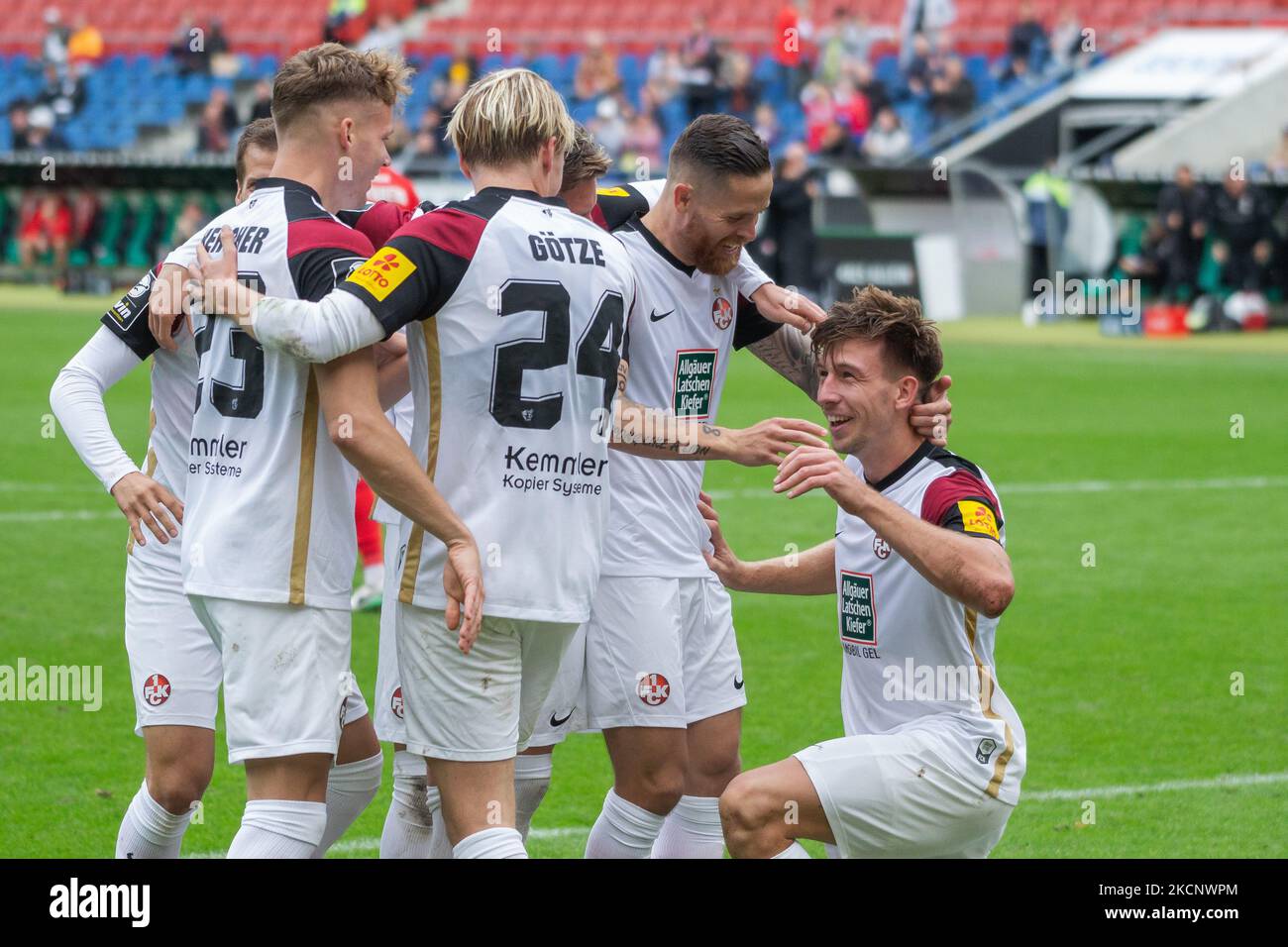Daniel Hanslik of 1.FC Kaiserslautern celebrates after scoring his team ...