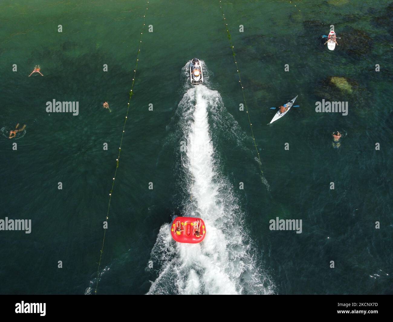 Inflatable sea attraction boat hi-res stock photography and images - Alamy