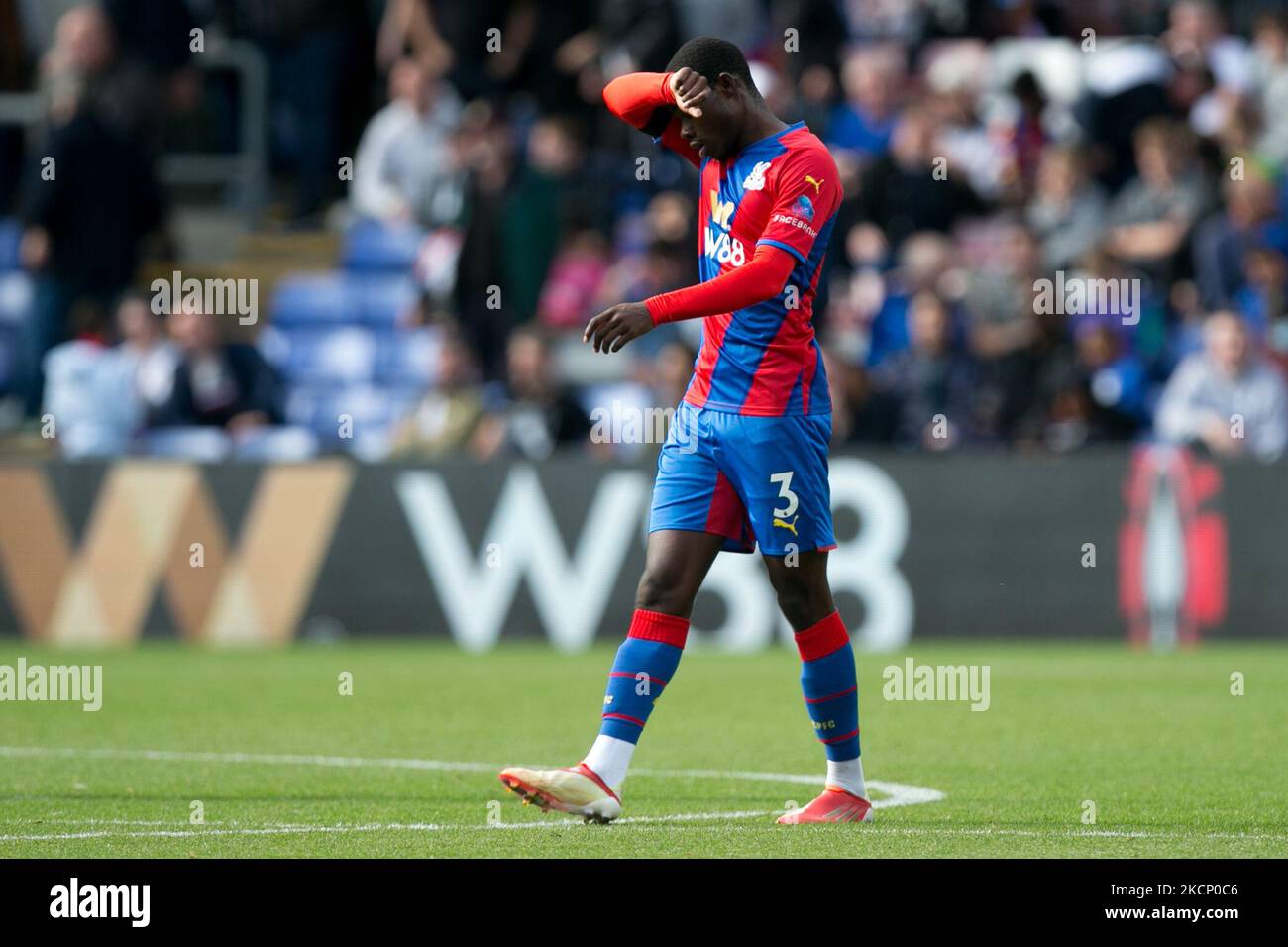 Tyrick Mitchell of Crystal Palace gestures during the Premier League ...