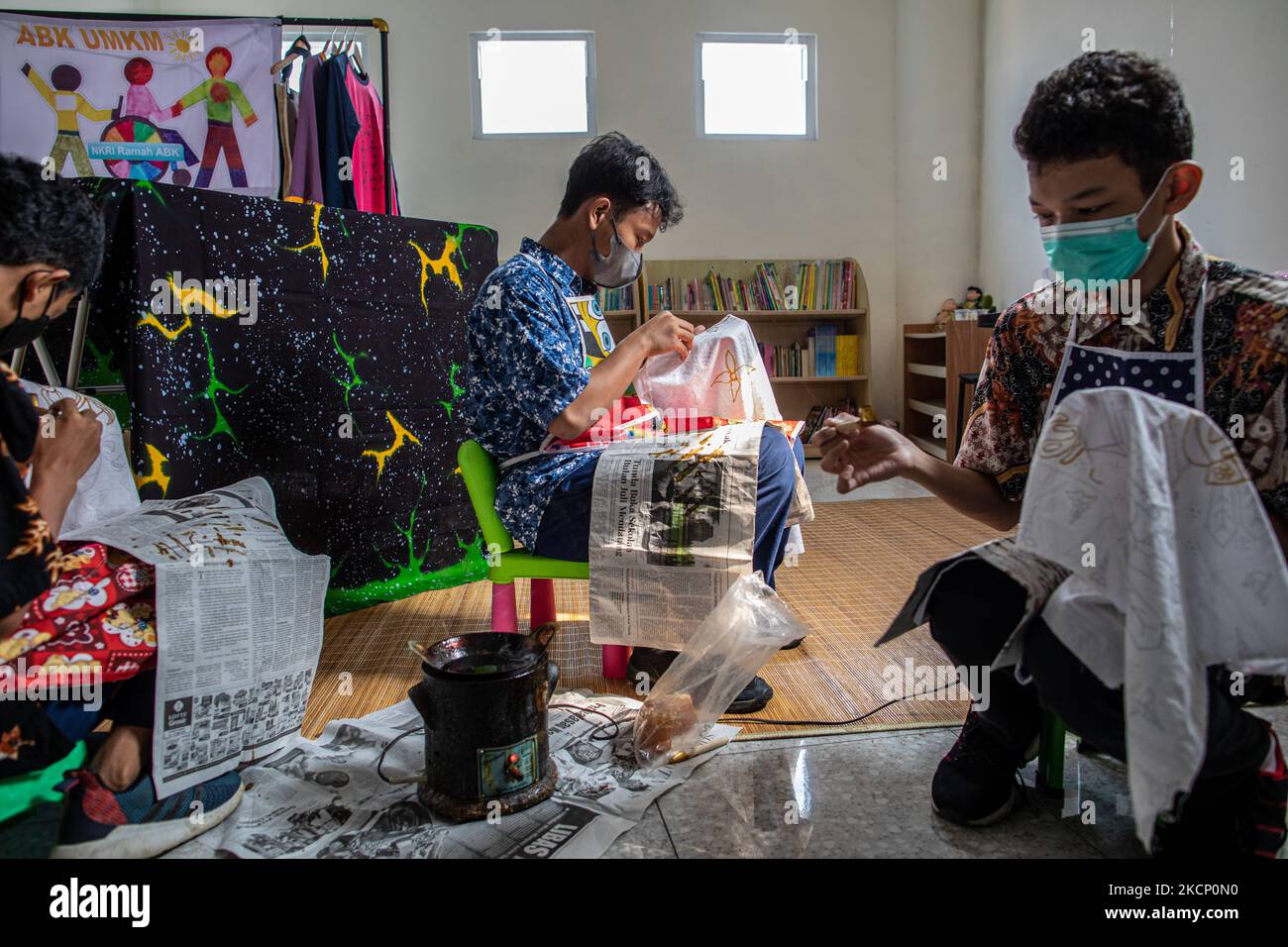 Batik activity by children with special needs, small and medium ...