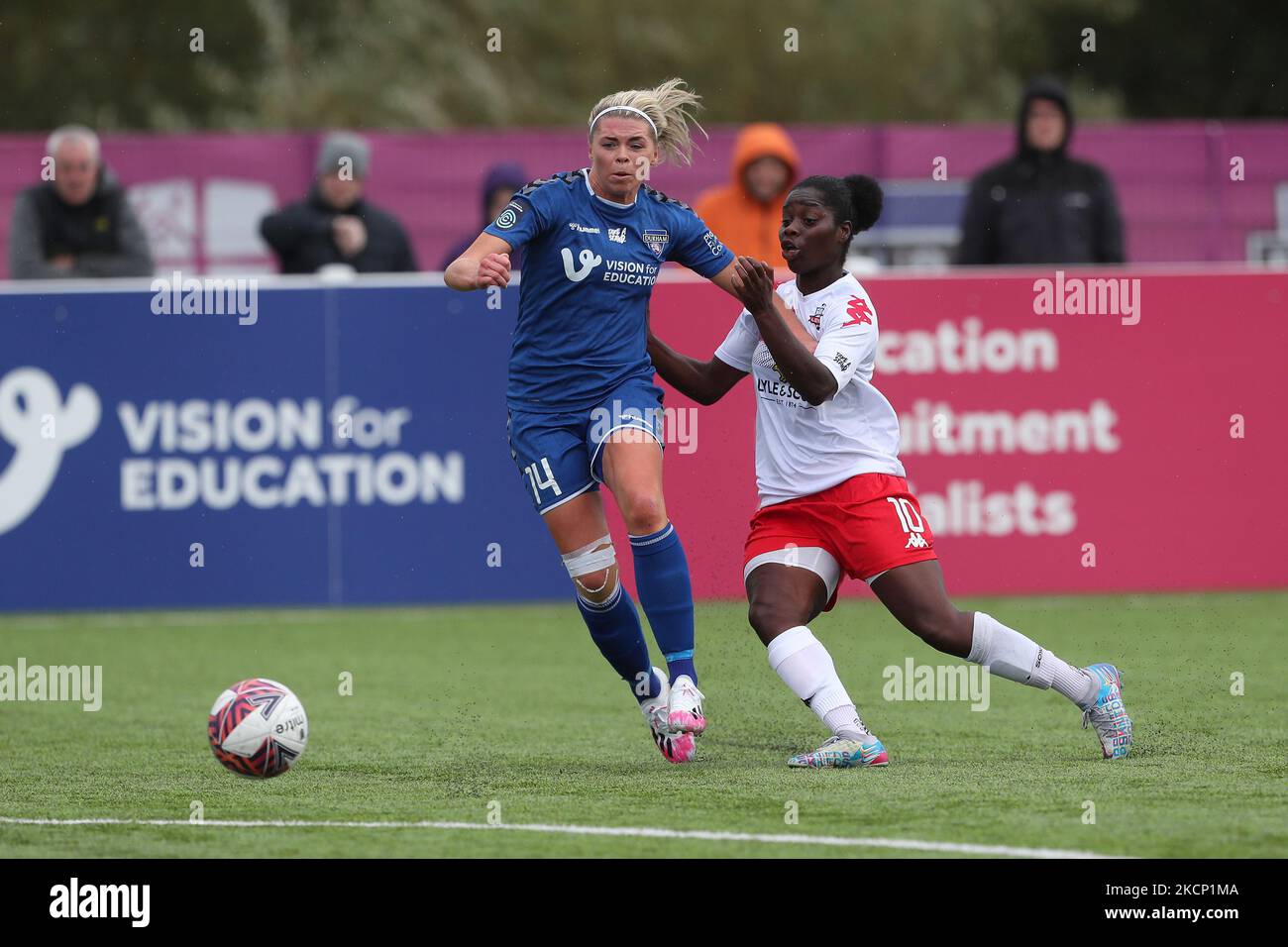 Durham Women's Becky Salicki and Lewes' Freda Ayisi during the FA Women ...