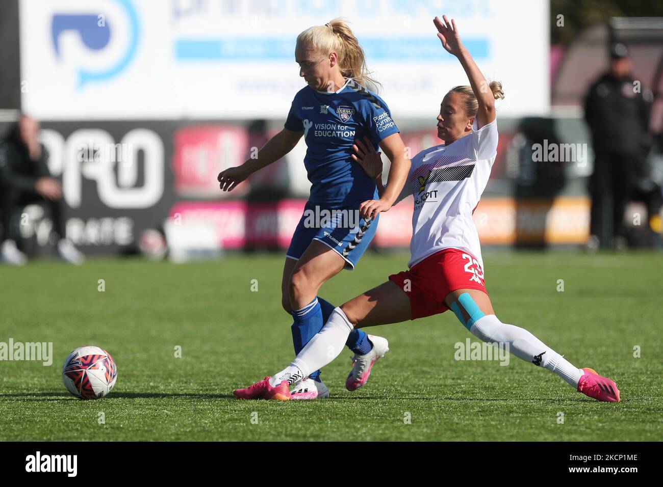 Durham Women's Beth Hepple in action with Lewes' Izzy Dalton during the ...