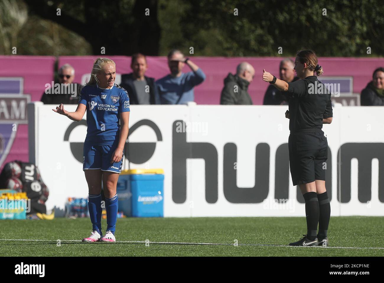 Durham Women's Beth Hepple and Referee Abby Dearden during the FA Women ...
