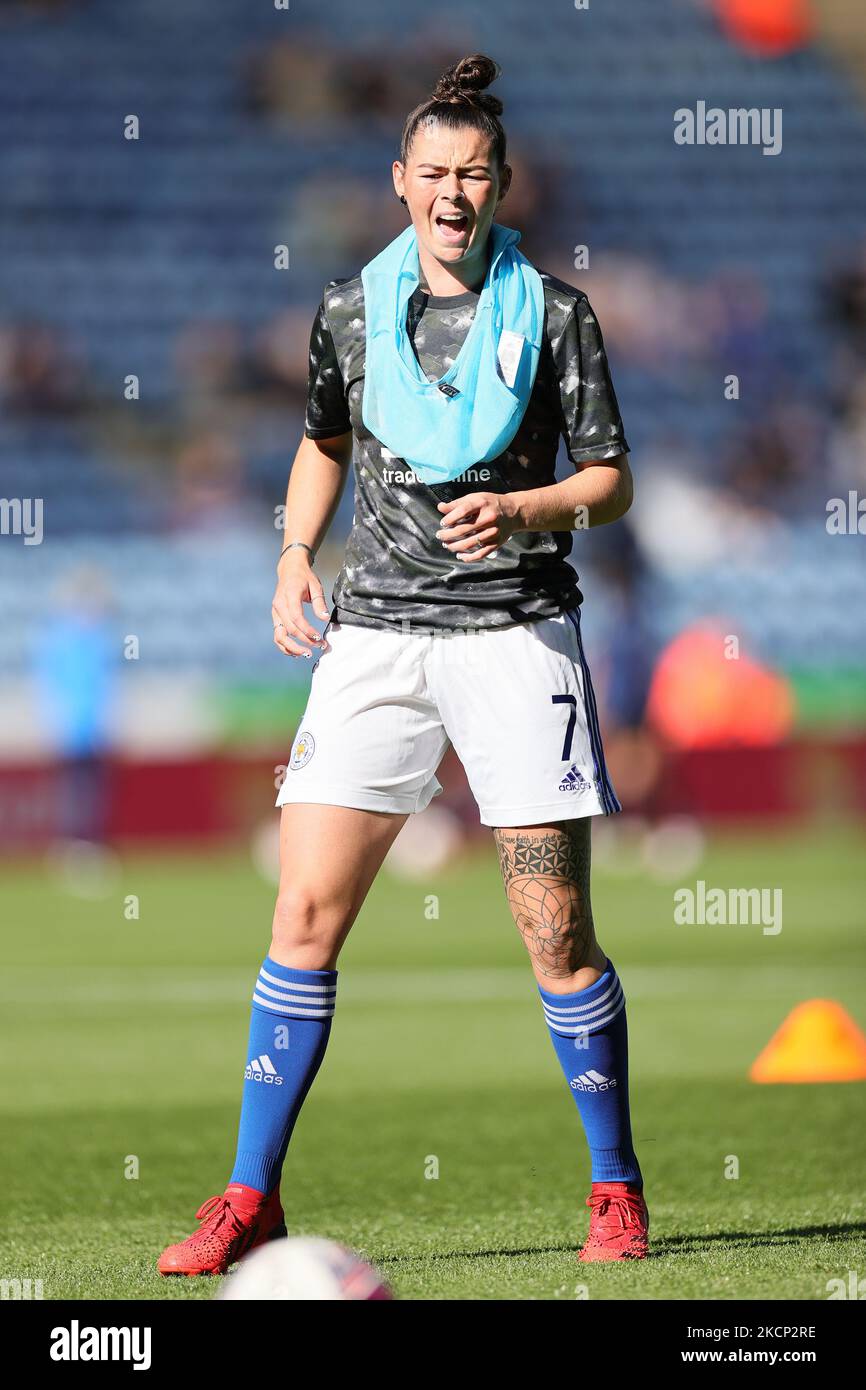 Natasha Flint of Leicester City warms top ahead of the Barclays FA ...