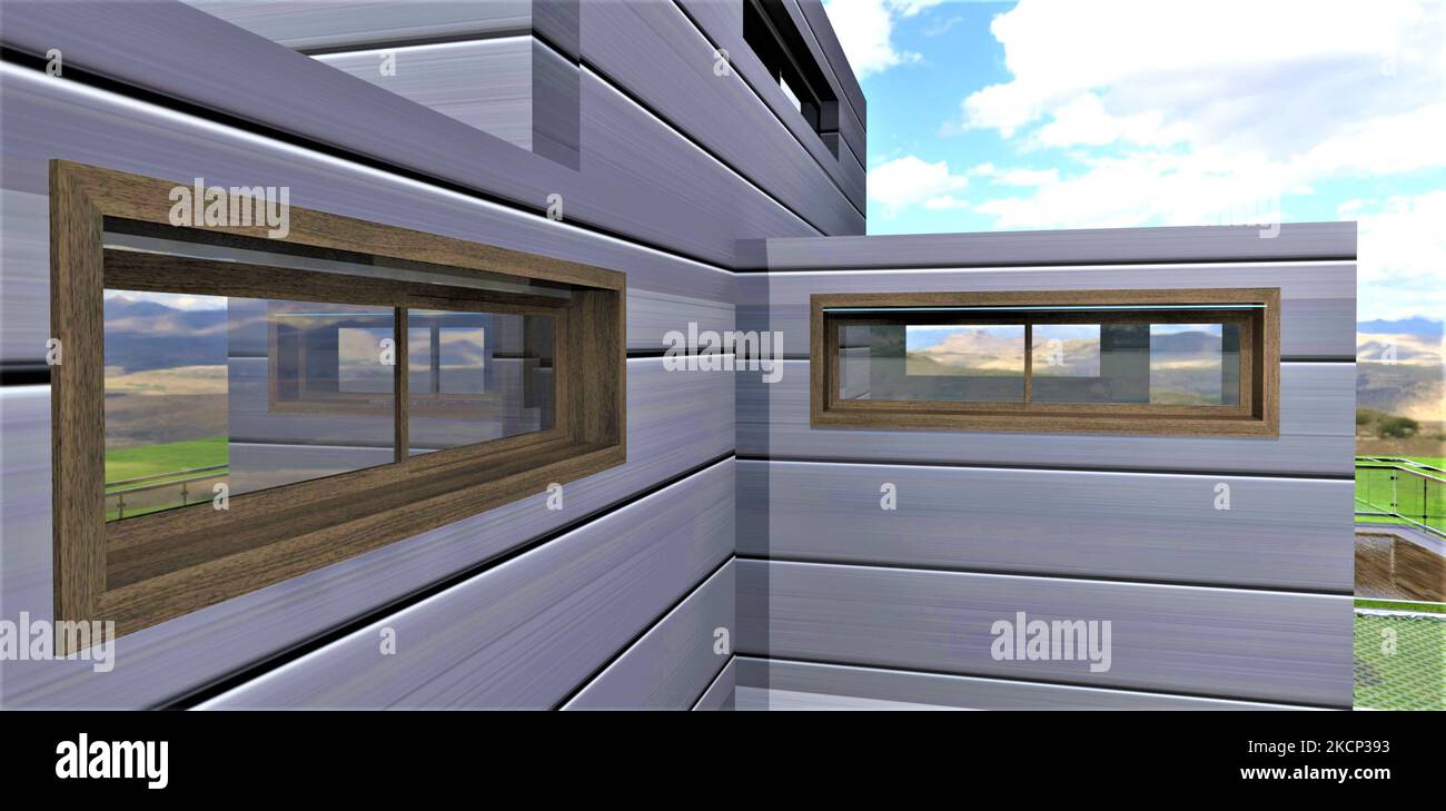 A narrow wood-trimmed window with a two-chamber energy-saving double ...