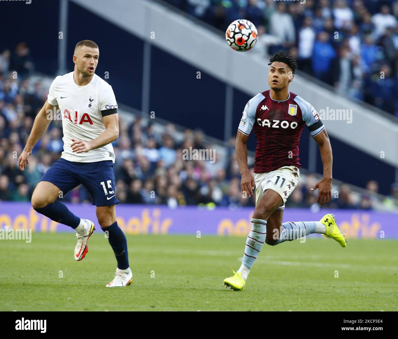 L-R Tottenham Hotspur's Eric Dier and Ollie Watkins of Aston Villa ...