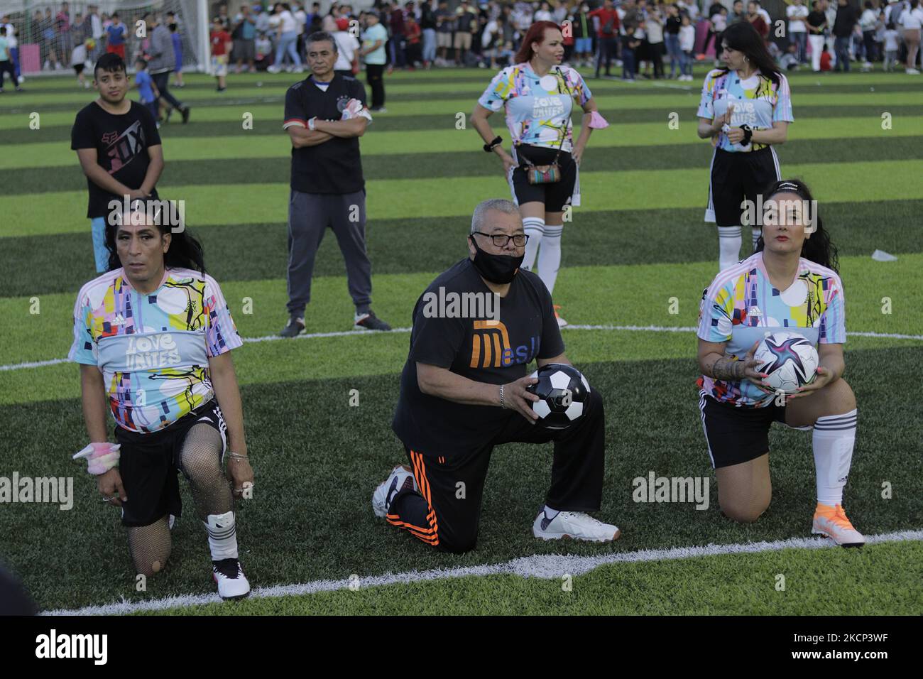 Members of Las Gardenias, a transgender football team, inside the ...