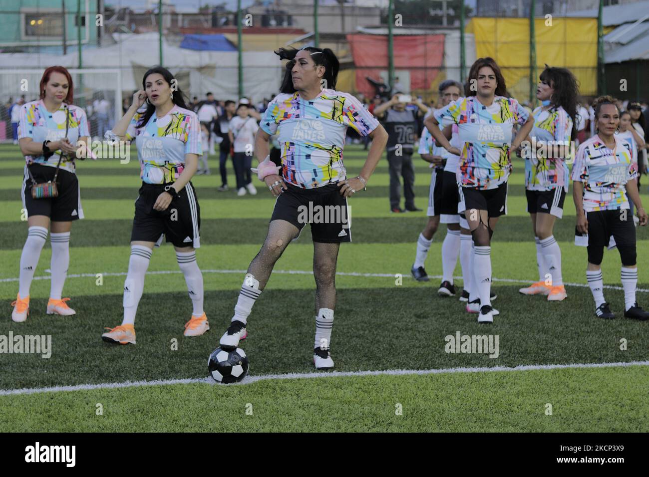 Members of Las Gardenias, a transgender football team, inside the ...