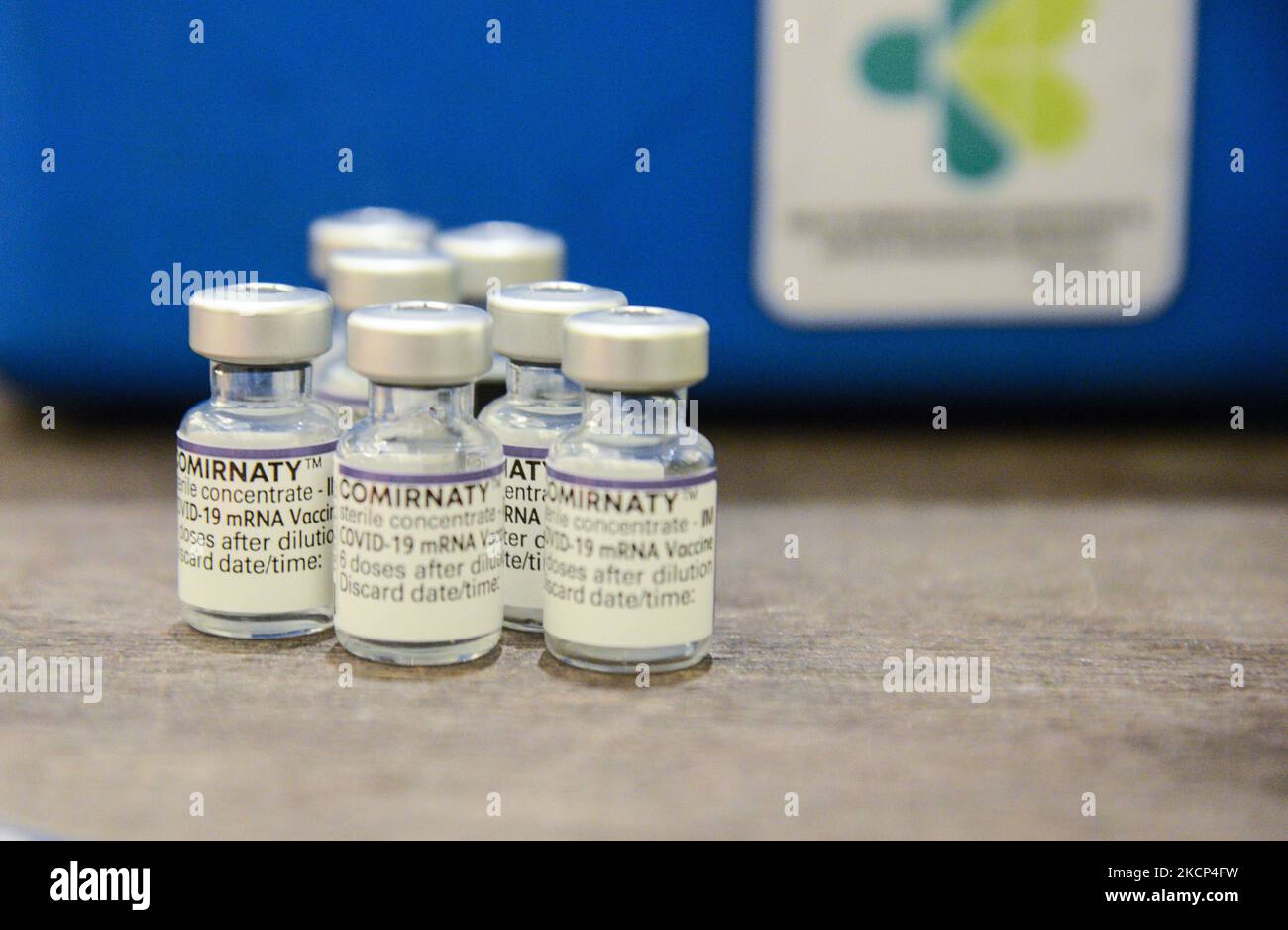 Vials of the Pfizer-BioNTech (Comirnaty) vaccine seen in mass ...