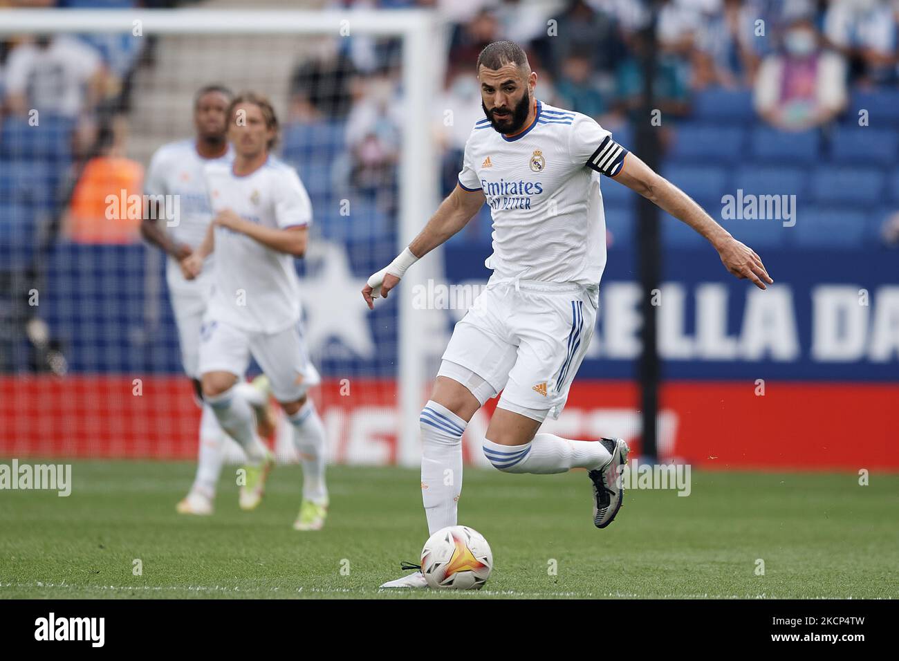 Karim Benzema of Real Madrid in action during the La Liga Santander ...
