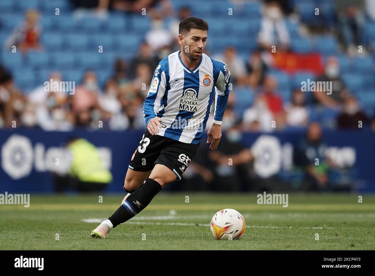 Adrian Embarba of Espanyol in action during the La Liga Santander match ...
