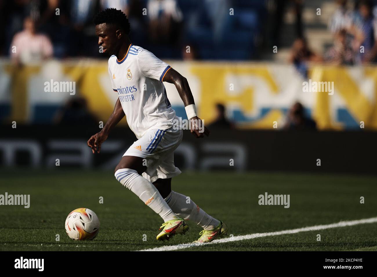 Vinicius Junior of Real Madrid in action during the La Liga Santander ...