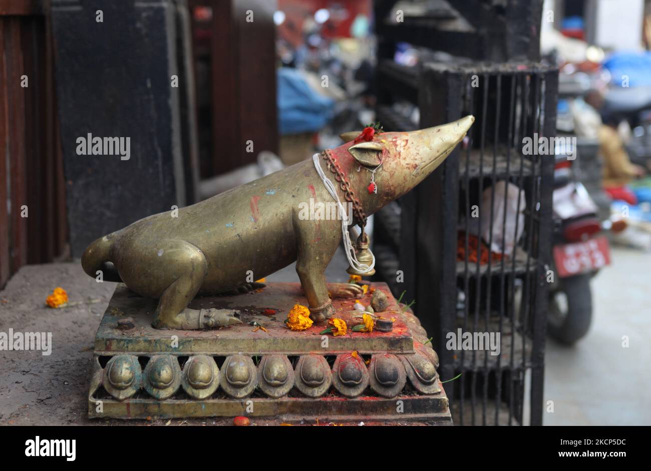 Large brass mouse statue at the mouse temple dedicated to Lord Ganesha ...