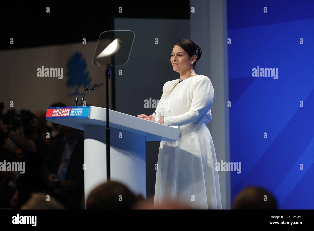 Priti Patel MP, Home Secretary, gives her speech on day three of the ...
