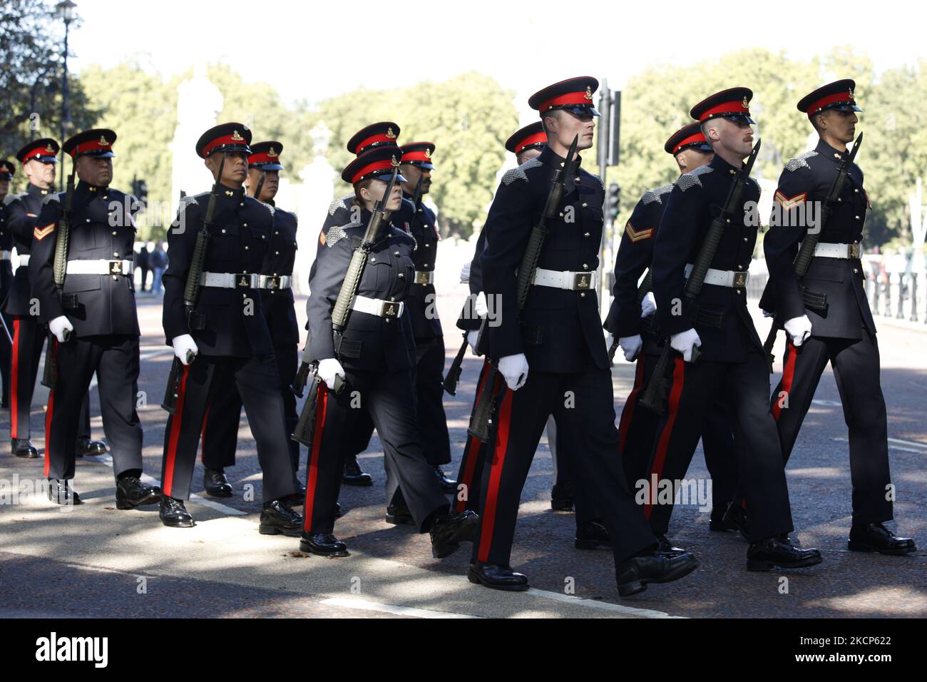 Members of the Royal Regiment of Canadian Artillery march from ...
