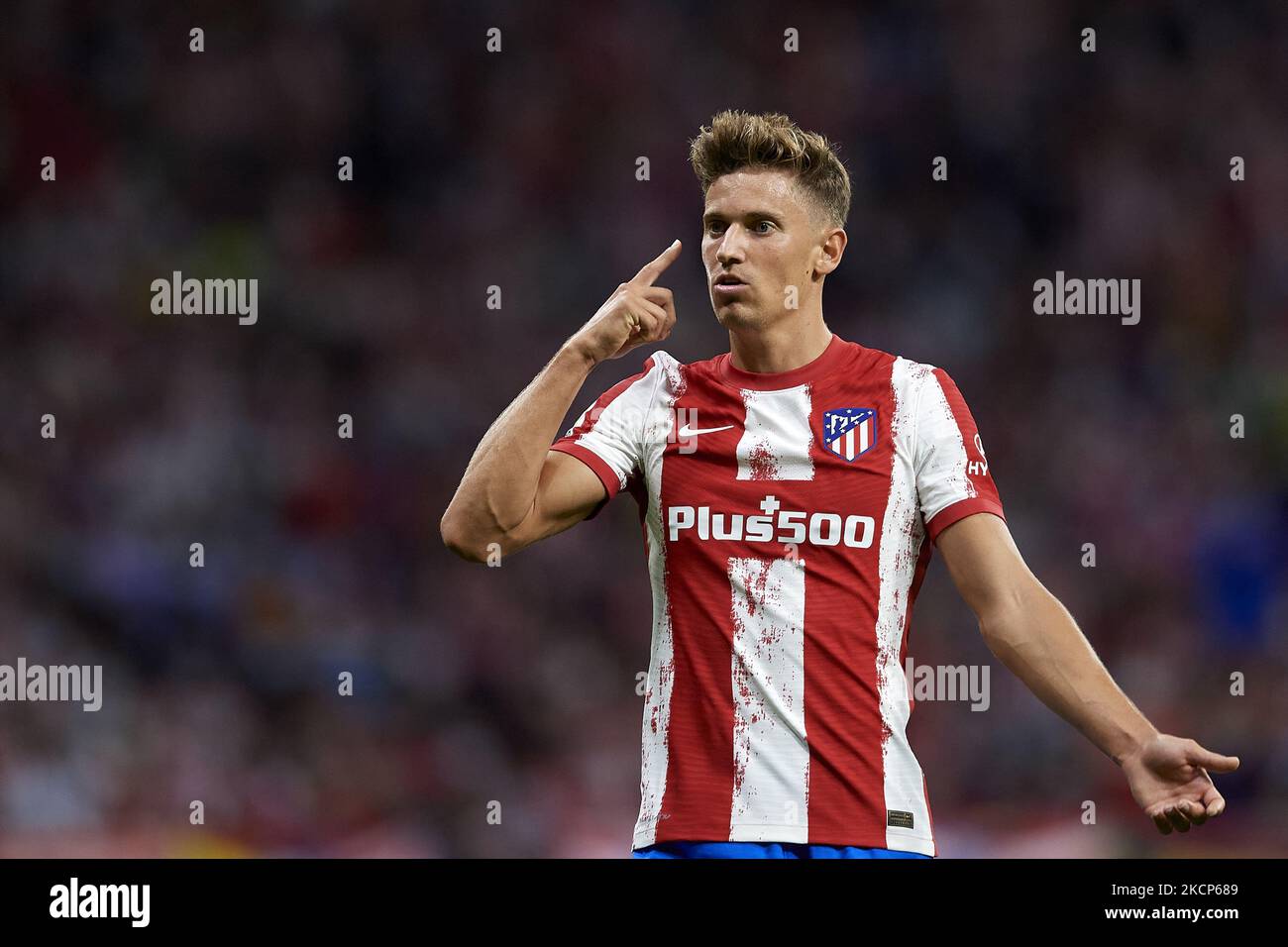 Marcos Llorente of Atletico Madrid reacts during the La Liga Santander ...