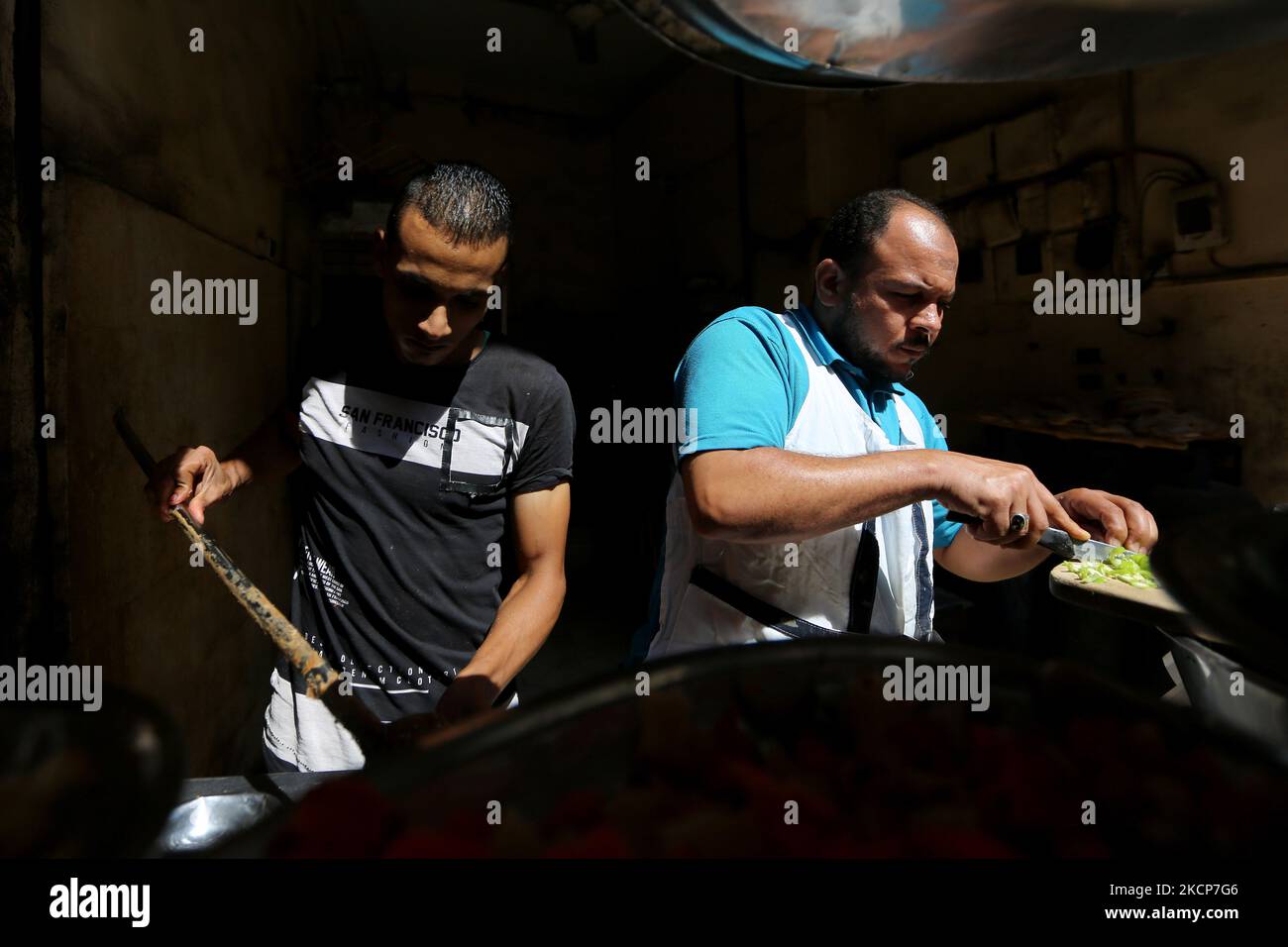 Foul cart, the traditional Egyptian street food. In Al-Darb Al-Ahmar ...
