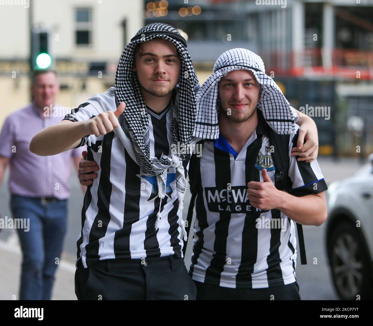 Newcastle Fans don Saudi Arabian head scales ahead of the takeover ...