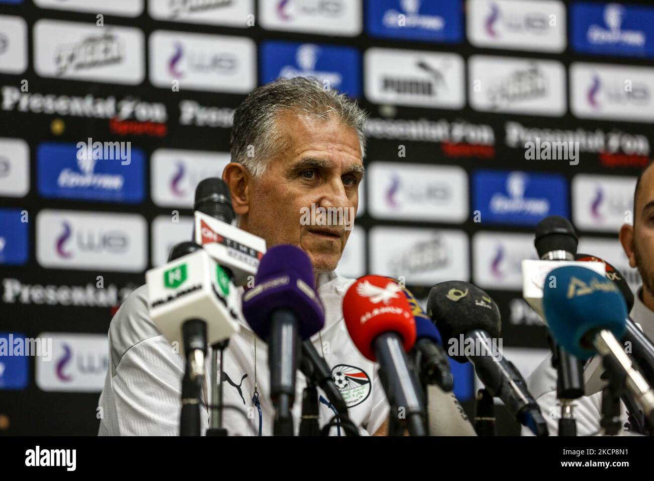 The press conference of the coach of the Egyptian national team, Carlos ...
