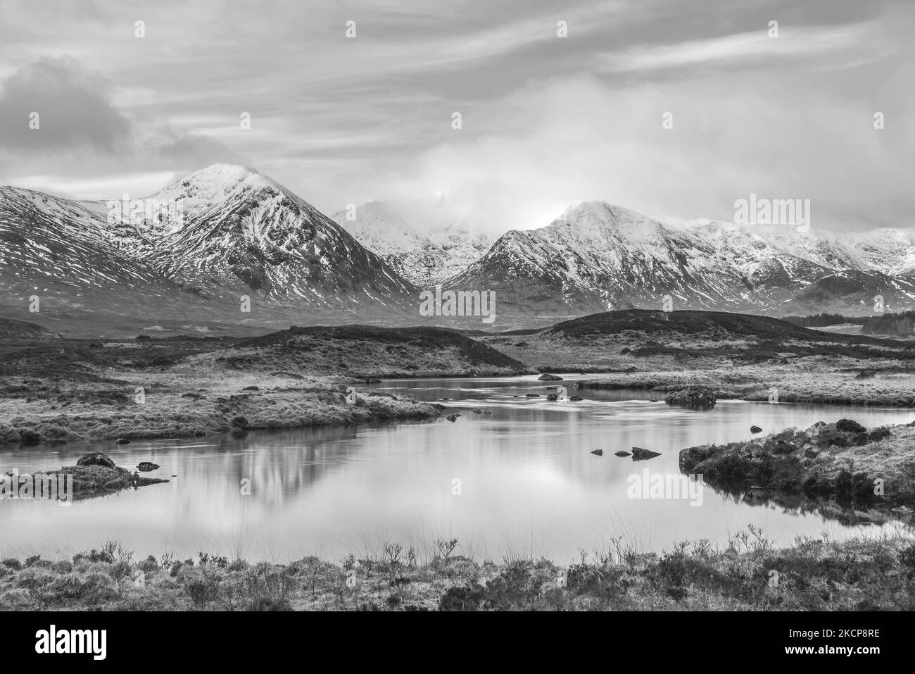 Black and white Stunning Winter panorama landscape image of mountain ...