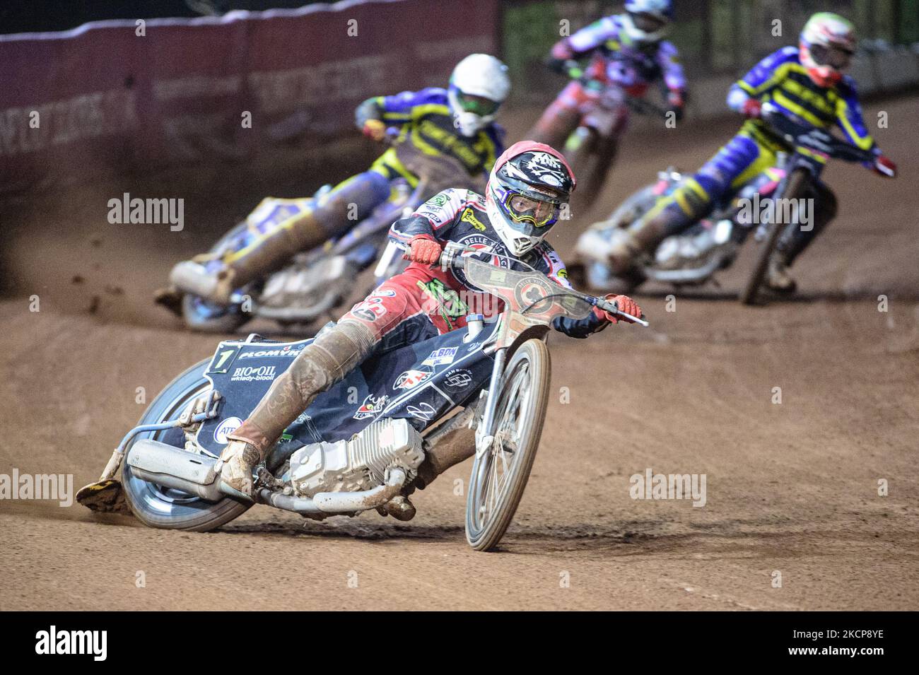 Dan Bewley (Red) leads Kyle Howarth (White) Josh Pickering (Yellow) and ...