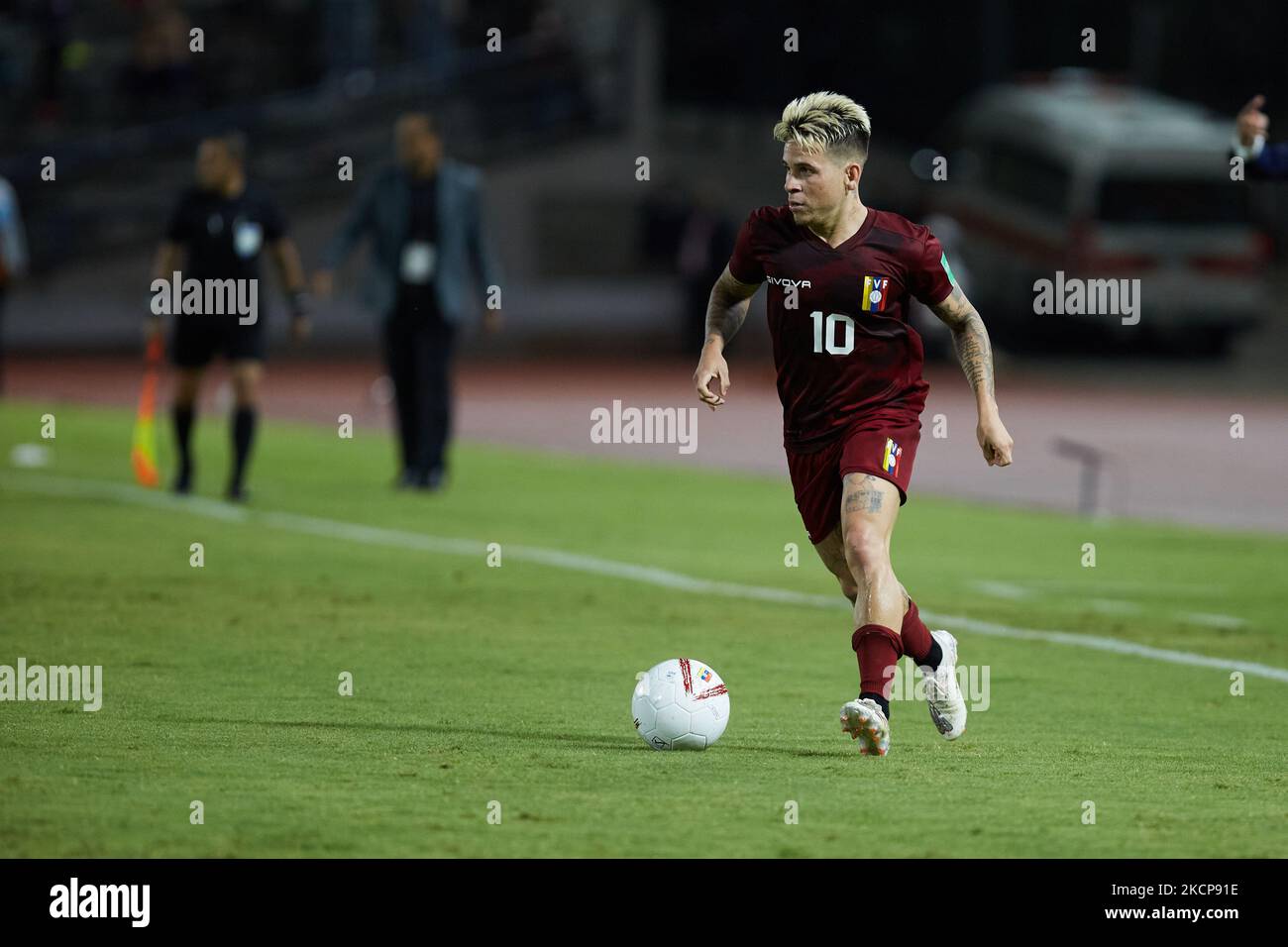 Yeferson Soltedo of Venezuela drives the ball during the match between ...