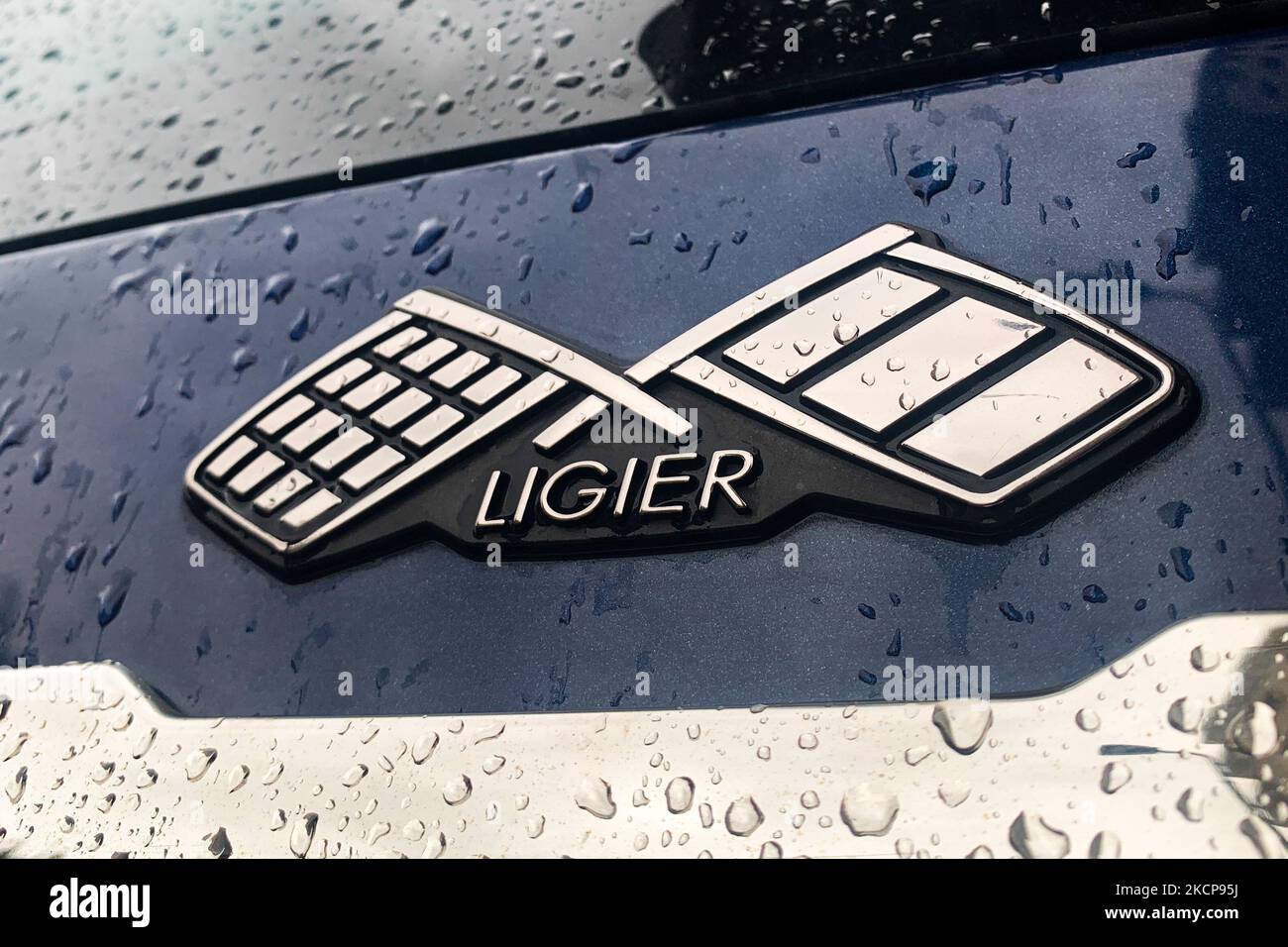 Ligier logo is seen on the car in Milan, Italy on October 5, 2021 ...