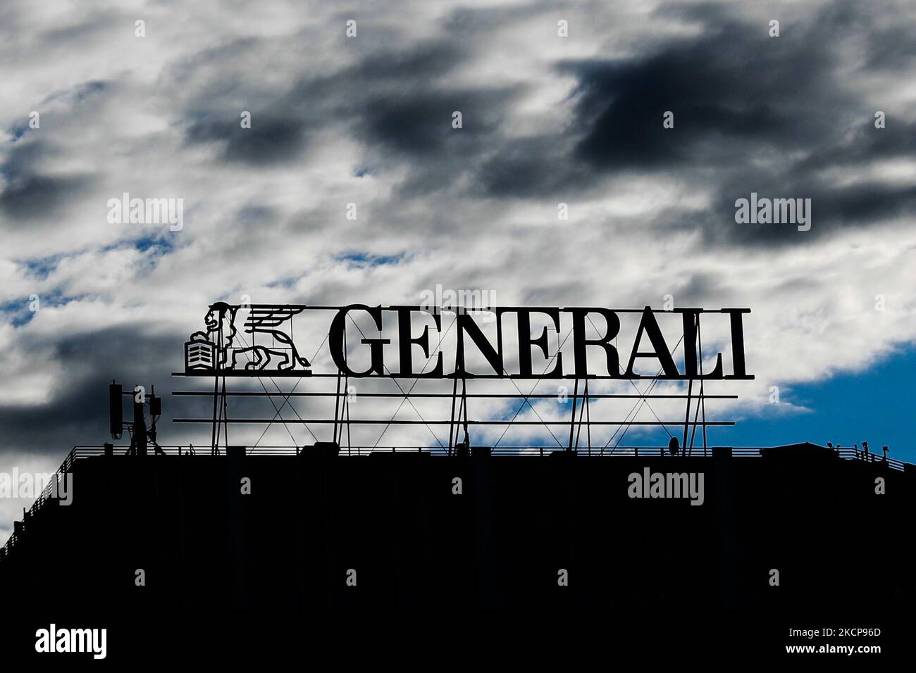 Generali logo is seen on the building in Milan, Italy on October 7 ...