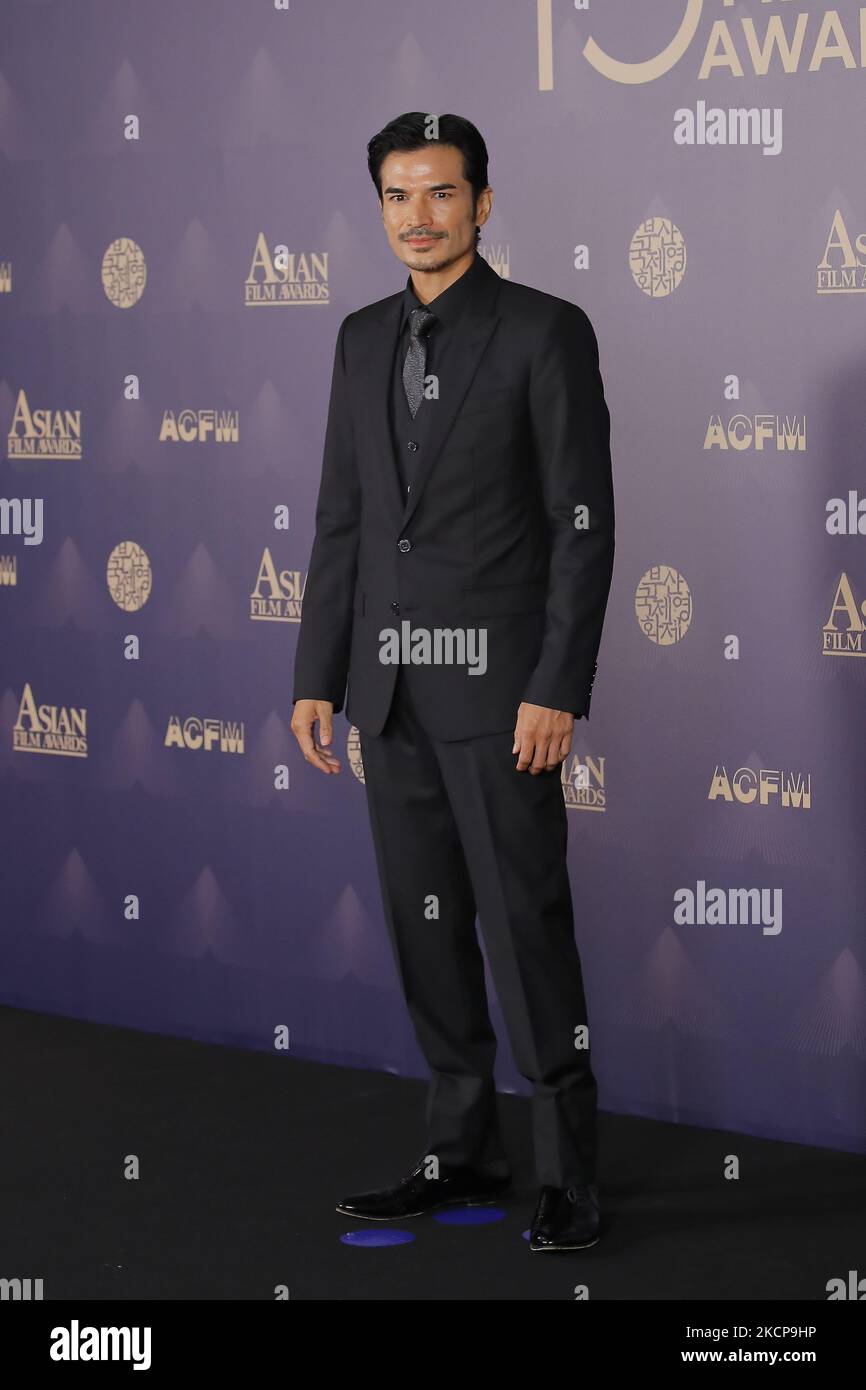 Actor Shogen attends the 15th Asian Film Awards during the 26th Busan ...