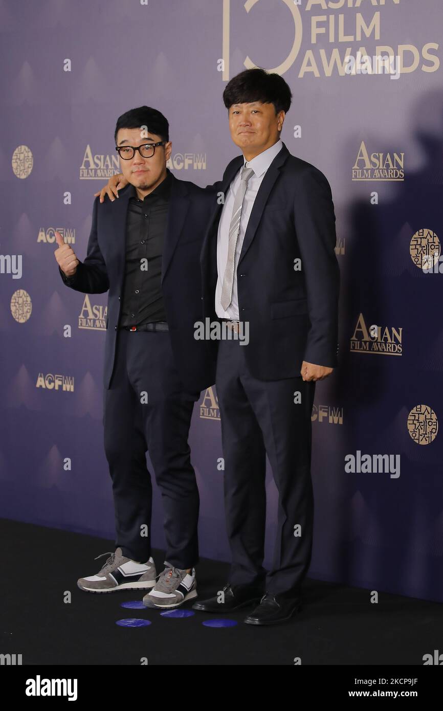 VFX Supervisors Jung Chul Min(l) and Jung Seong Jin attend the 15th ...