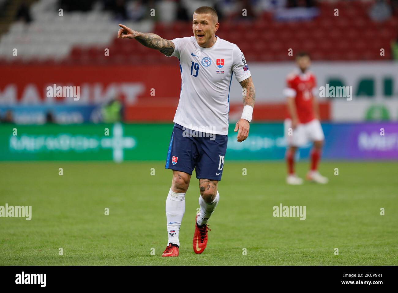 Juraj Kucka of Slovakia gestures during the FIFA World Cup Qatar 2022 ...