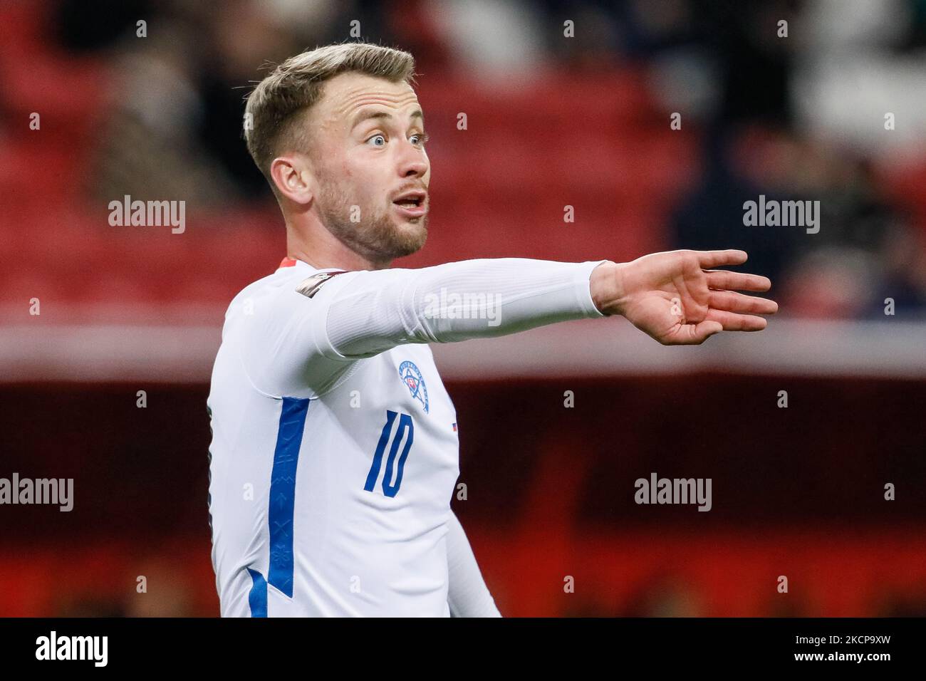 Albert Rusnak of Slovakia gestures during the FIFA World Cup Qatar 2022 Group H european ...