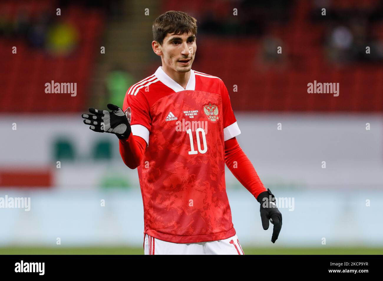 Zelimkhan Bakaev of Russia gestures during the FIFA World Cup Qatar ...