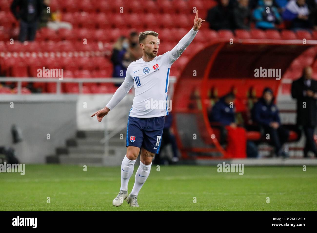 Albert Rusnak of Slovakia gestures during the FIFA World Cup Qatar 2022 Group H european ...