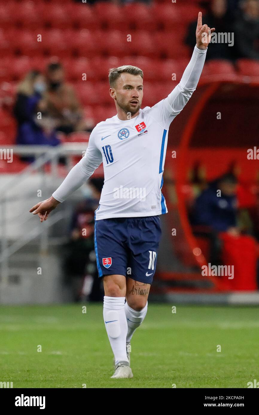 Albert Rusnak of Slovakia gestures during the FIFA World Cup Qatar 2022 ...