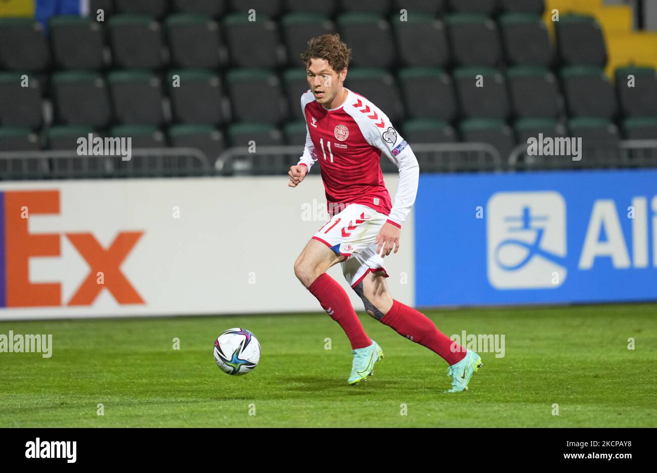 Andreas Skov Olsen of Denmark during Moldova against Denmark, World Cup ...