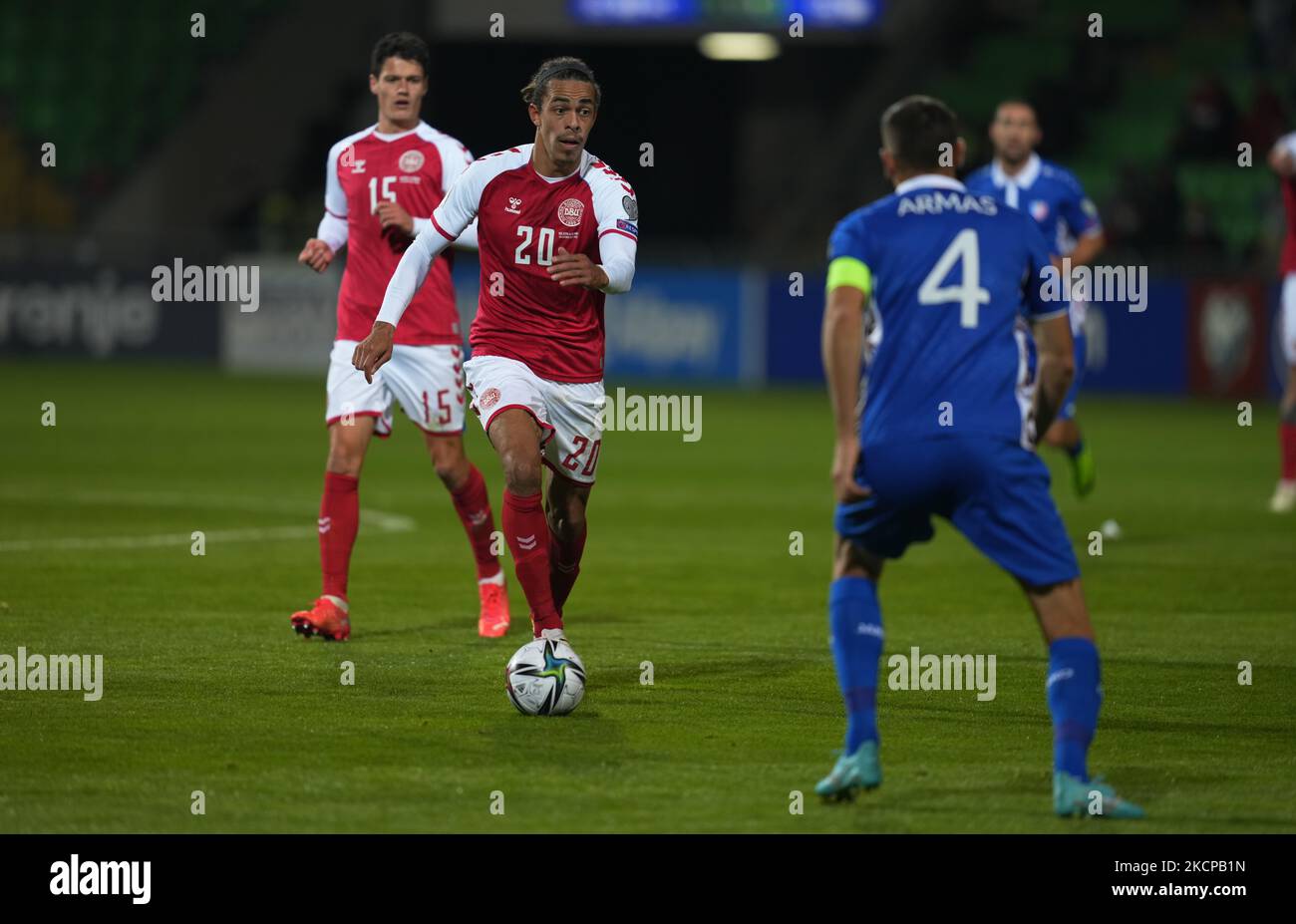 Yussuf Yurary Poulsen of Denmark during Moldova against Denmark, World ...