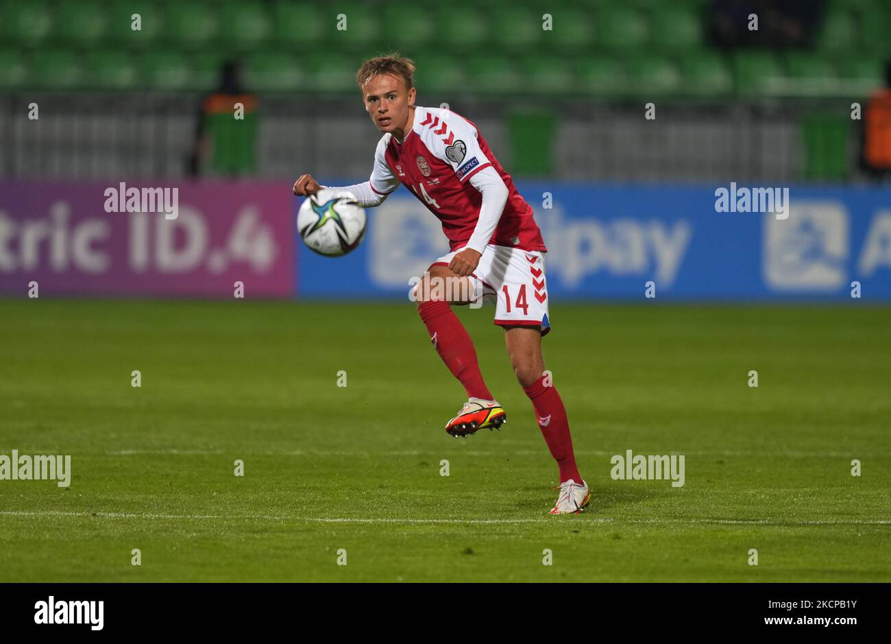 Mikkel Damsgaard of Denmark during Moldova against Denmark, World Cup ...