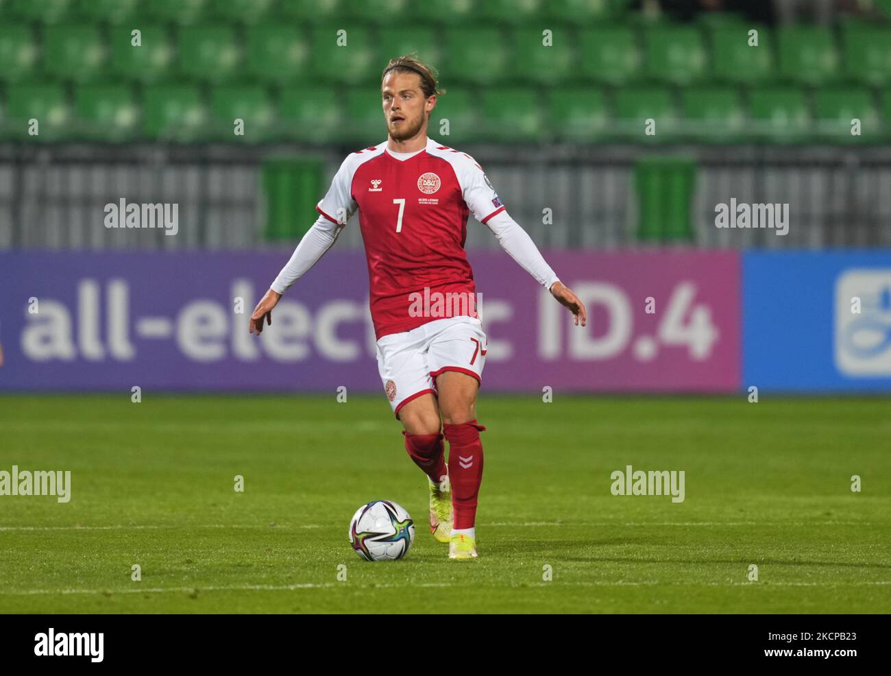 Mathias Jensen of Denmark during Moldova against Denmark, World Cup ...
