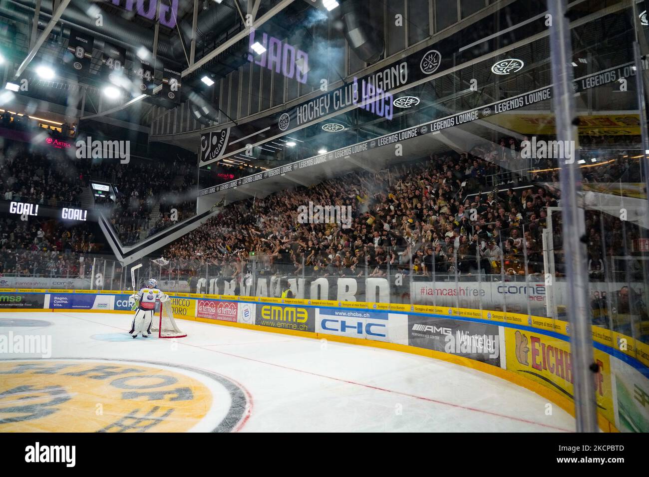 Fans HC Lugano during the National League match between HC Lugano v HC ...