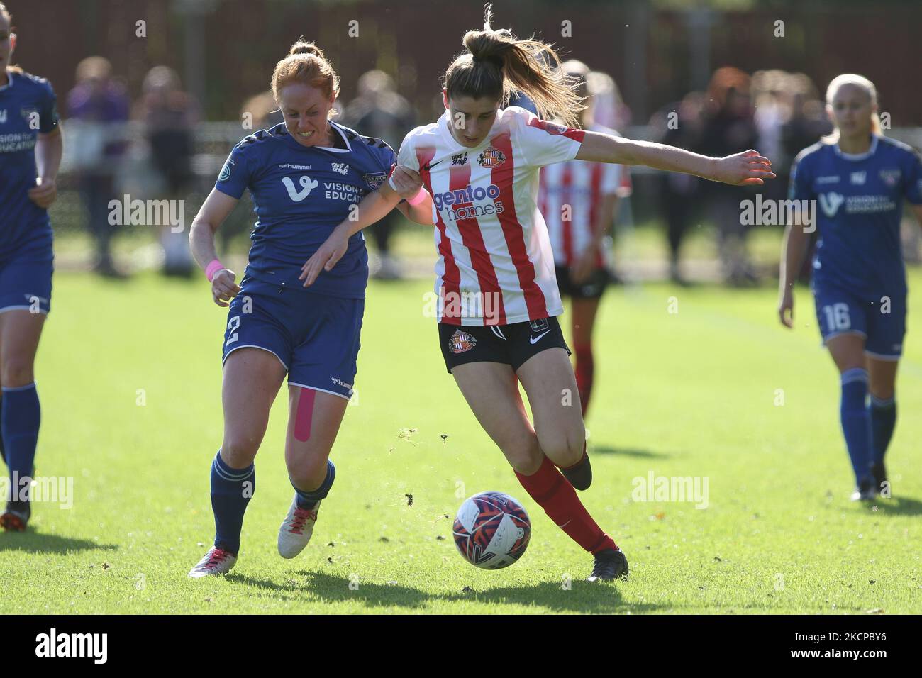 Kathryn Hill of Durham and Emily Scarr of Sunderland in action during ...