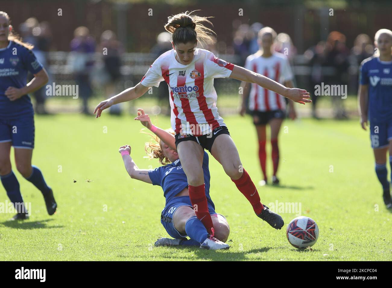 Kathryn Hill of Durham and Emily Scarr of Sunderland in action during ...