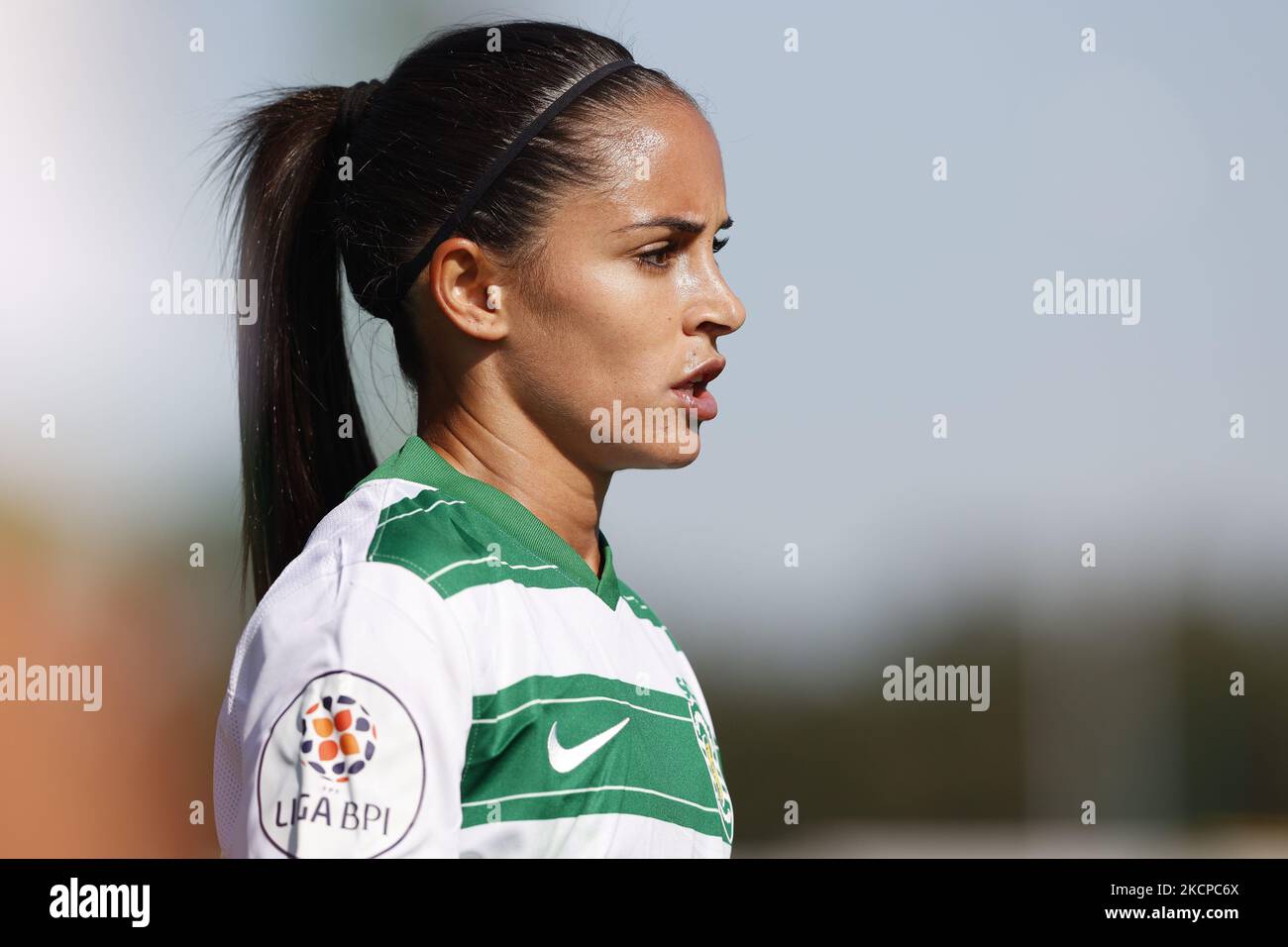 Brenda Perez In action during the match for Liga BPI between Sporting ...